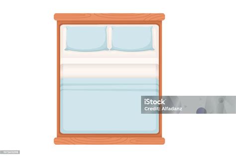 하얀 배경에 베개와 담요 벡터 그림이 있는 고전적인 나무 수면 침대 가구에 대한 스톡 벡터 아트 및 기타 이미지 가구 가정용 장비 다리 신체 부분 Istock