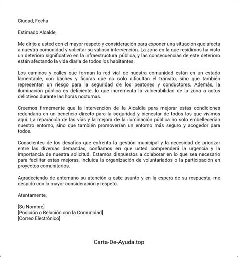 Ejemplo De Carta Dirigida Al Alcalde Para Solicitar Ayuda