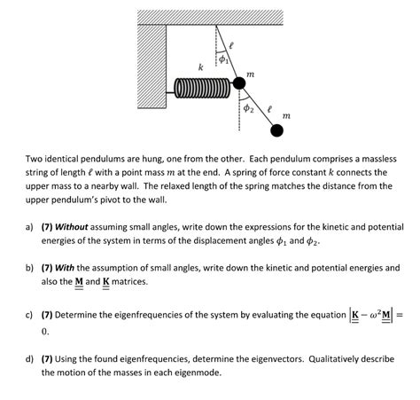 solved 2 two identical pendulums are hung one from the