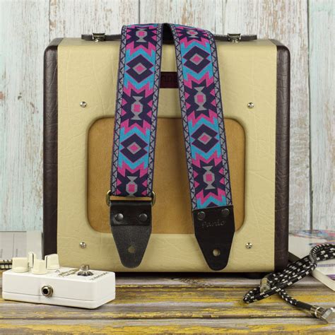 Mayan Guitar Strap Shamanic Blue And Red Design By Pardo Pardo Guitar