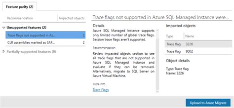 trace flag error while doing assessment using dma tool from on premise sql server to azure sql