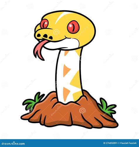 Cute Amelanistic Reticulated Python Cartoon Vector Illustration