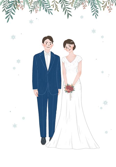 예뻐서 계속 보고싶은 감성적인 청첩장 웨딩 일러스트 크몽