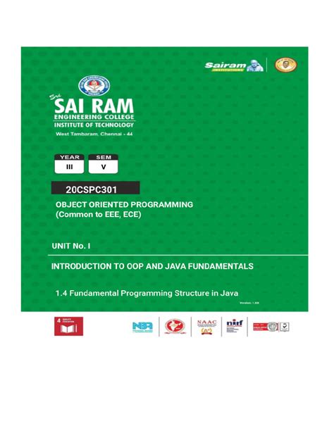 14 Study Materials Fundamental Programming Structure In Java Pdf Class Computer