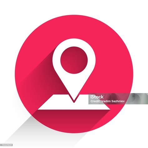 White Map Pin Icon Isolated With Long Shadow Navigation Pointer