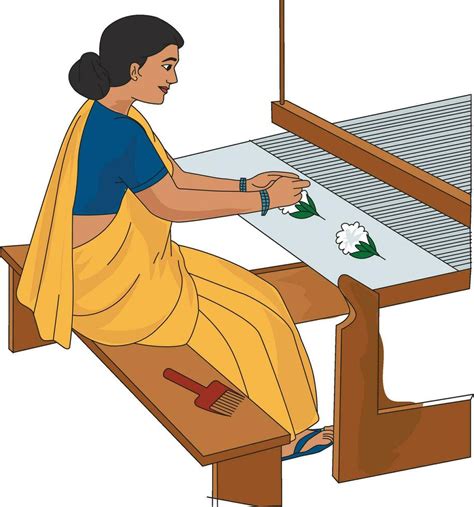 Woman Doing Embroidery On Cloth Fabric 36148086 Vector Art At Vecteezy