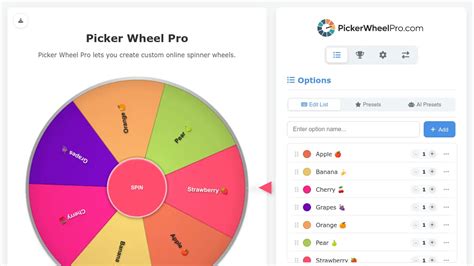 Picker Wheel Pro Advanced Online Spinner Wheel For Fair Random