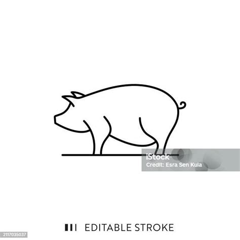 편집 가능한 스트로크가 있는 돼지 농장 라인 아이콘 디자인 인포그래픽 웹 페이지 모바일 앱 Ui Ux 및 Gui 디자인에 적합합니다 돼지에 대한 스톡 벡터 아트 및 기타