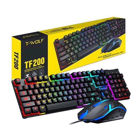 T Wolf Tf200 Gaming Combo Wired Keyboard And Mouse Set With Rgb • Trendex V3 9