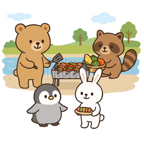 ゆるキャラ動物たちのbbq2イラスト No 26720451｜無料イラスト・フリー素材なら「イラストac」