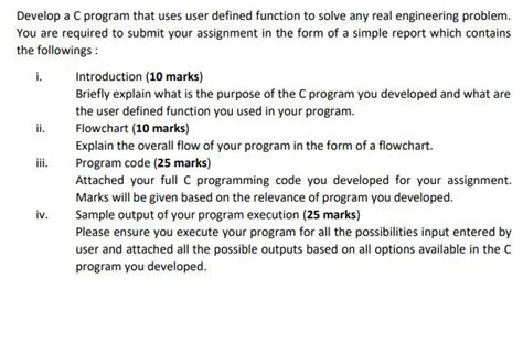 Solved Develop A C Program That Uses User Defined Function