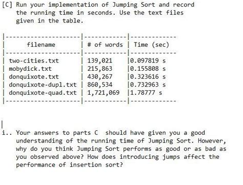 C Run Your Implementation Of Jumping Sort And Chegg
