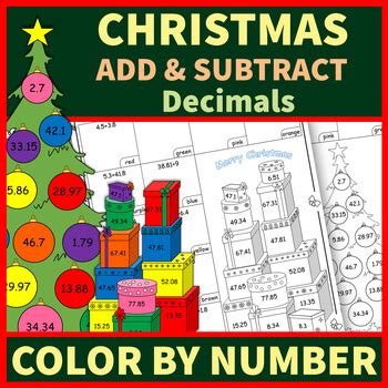 Adding And Subtracting Decimals Color By Number Christmas By Math Is Easy