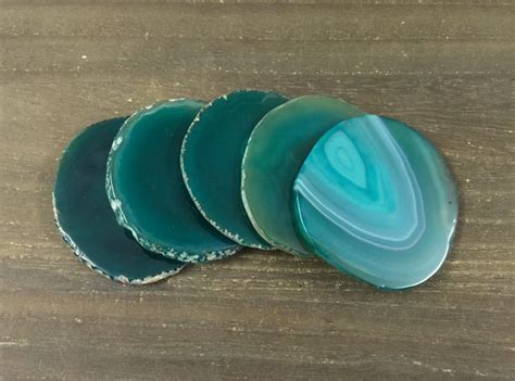 Green Agate Coasters Round Agate Slices Coasters By Stunninggem