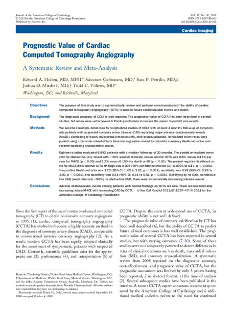 Pdf Prognostic Value Of Cardiac Computed Tomography Angiography A Systematic Review And Meta