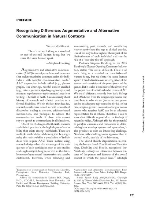 Pdf Recognizing Difference Augmentative And Alternative Communication In Natural Contexts