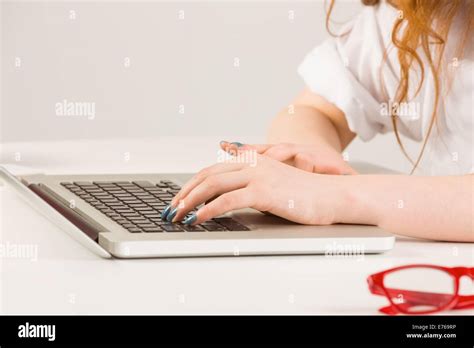 Female Hands Typing On Laptop Stock Photo Alamy