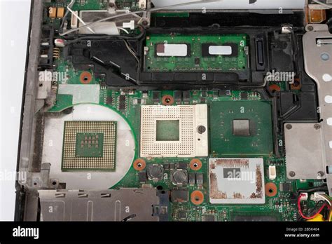 Close Up Of Laptop Processor With Empty Socket Base For Cpu And