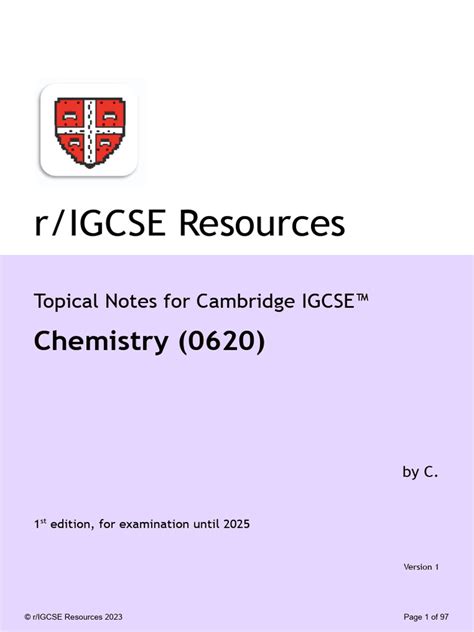 R Igcse Resources Chemistry Topical Notes By C Pdf Ion