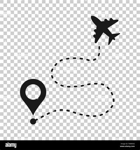 Airplane Flight Route Icon In Transparent Style Travel Line Path Vector Illustration On
