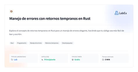 Programación En Rust Manejo De Errores Retornos Tempranos Labex