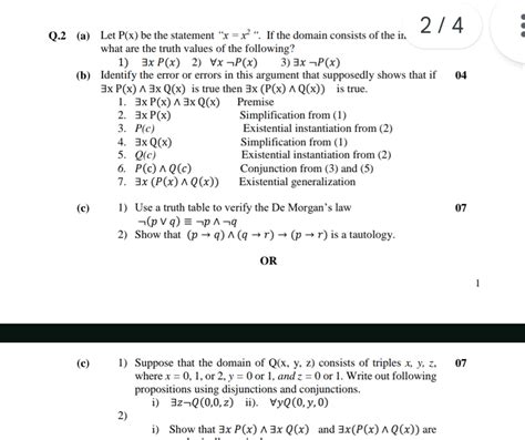Q 2 A Let P X Be The Statement X X2 If The StudyX
