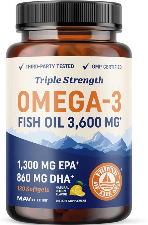 Omega 3 Triple Fuerza Mav Nutrition 3600 Mg Epa Dha Más De 2100 Mg