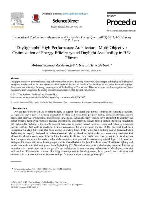 Pdf Daylightophil High Performance Architecture Multi Objective Optimization Of Energy