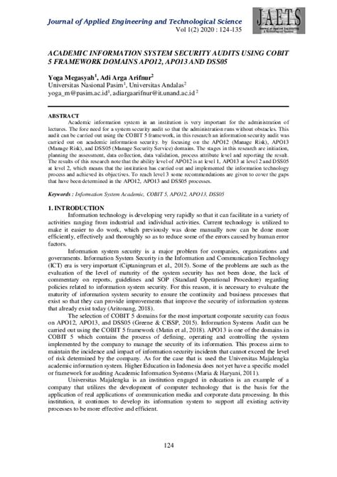 Pdf Academic Information System Security Audits Using Cobit 5 Framework Domains Apo12 Apo13