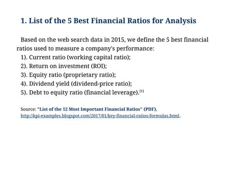 Examples Of The Best Financial Ratios For Analysis Best Financial