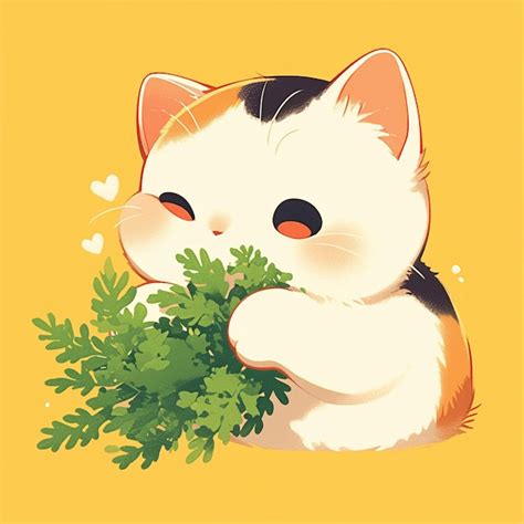 Japanese Bobtail Playing With Catnip Premium Ai Generated Vector