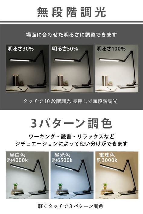 Ledデスクライト 折り畳める 広範囲 スマホ充電対応 3段調色無段階調光 Green Cross Select 工事現場の安全対策用品なら