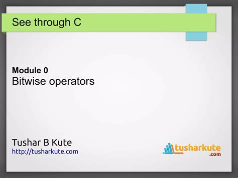 Module 00 Bitwise Operators In C Ppt