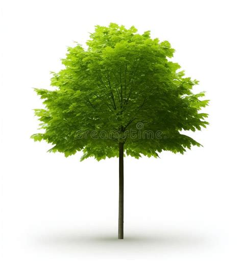 A Highly Detailed Tree With Green Leaves And A Detailed Stem Stands