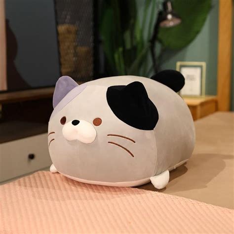 Adorable Chubby Cat Plush Toy Gray 50cm Chunky Cat Plush Cute
