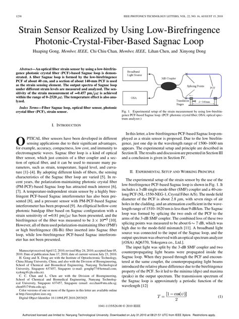 Pdf Strain Sensor Realized By Using Low Birefringence Photonic