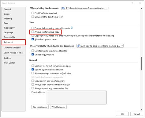 2 Ways To Stop Word From Creating Backup Files