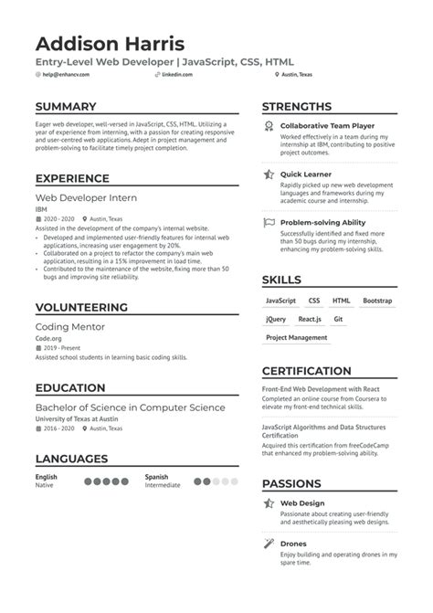 Web Developer Resume Examples Guide For