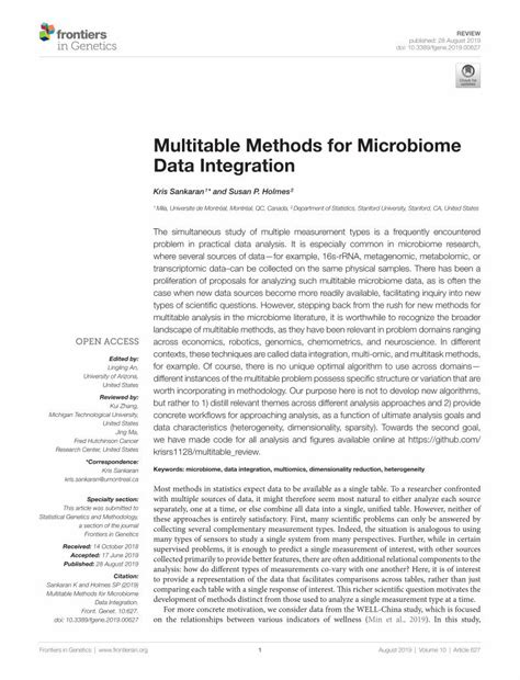 Pdf Multitable Methods For Microbiome Data Integration Dokumentips