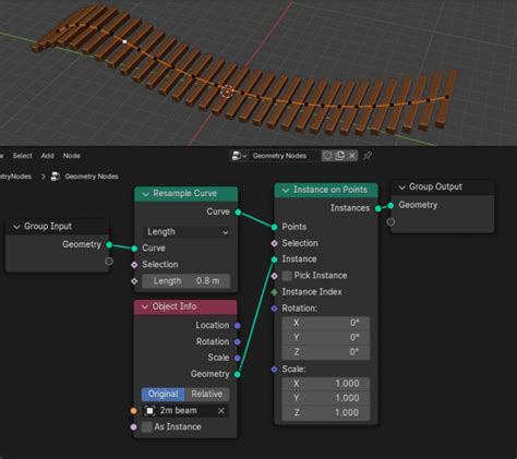 Modifiers Geometry Nodes How Can I Array Beams On This Bendy Plane