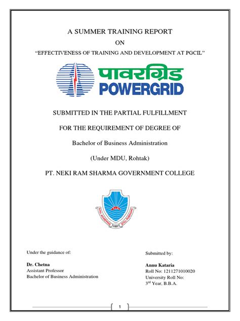 Summer Internship Report Powergrid Pdf Electric Power Transmission