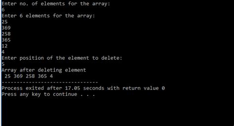 C Program To Delete Element From Array At Desired Or Specific Position