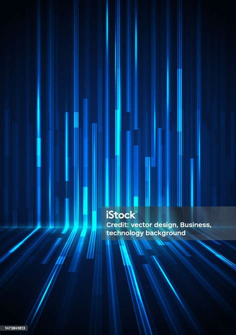 밝은 파란색 광선이 아래로 이동합니다 반짝이는 네온 입자 미래 정보 흐름 데이터 전송 디지털 기술 개념입니다 벡터 일러스트 레이 션 배경 주제에 대한 스톡 벡터 아트 및