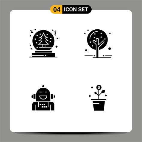 Editable Vector Line Pack Of Simple Solid Glyphs Of Christmas Artificial Tree Plant Emotional