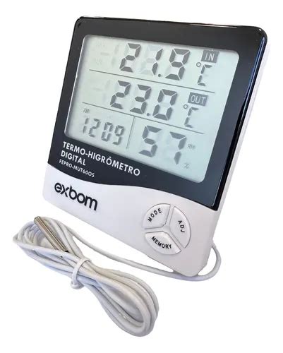 Termo Higrômetro Com Sensor Externo E Certificado Calibração