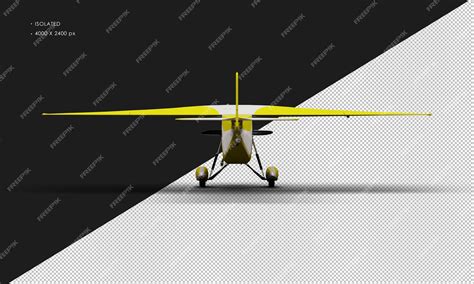 후면 보기에서 격리된 현실적인 매트 노란색 복고풍 모델 빈티지 프로펠러 비행기 프리미엄 Psd 파일