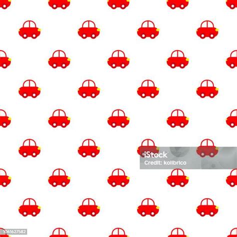 벡터 화려한 만화 자동차의 완벽 한 패턴입니다 빨간 만화 차 0명에 대한 스톡 벡터 아트 및 기타 이미지 0명 교통 냅킨 Istock