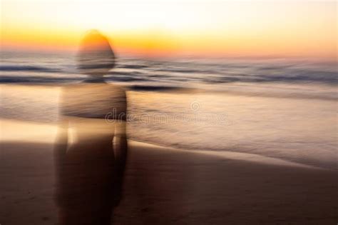 Happy Woman Soft Focus And Long Shutter Speed Blurred Motion Summer Mood Stock Image Image