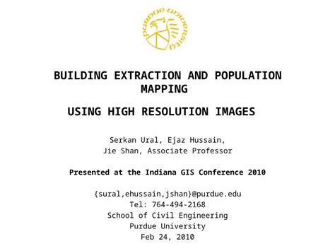 Ppt Building Extraction And Population Mapping Using High Resolution Images Serkan Ural Ejaz