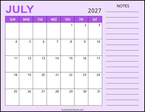 July 2027 Calendar Free Printable Free Printables Lettering Svg